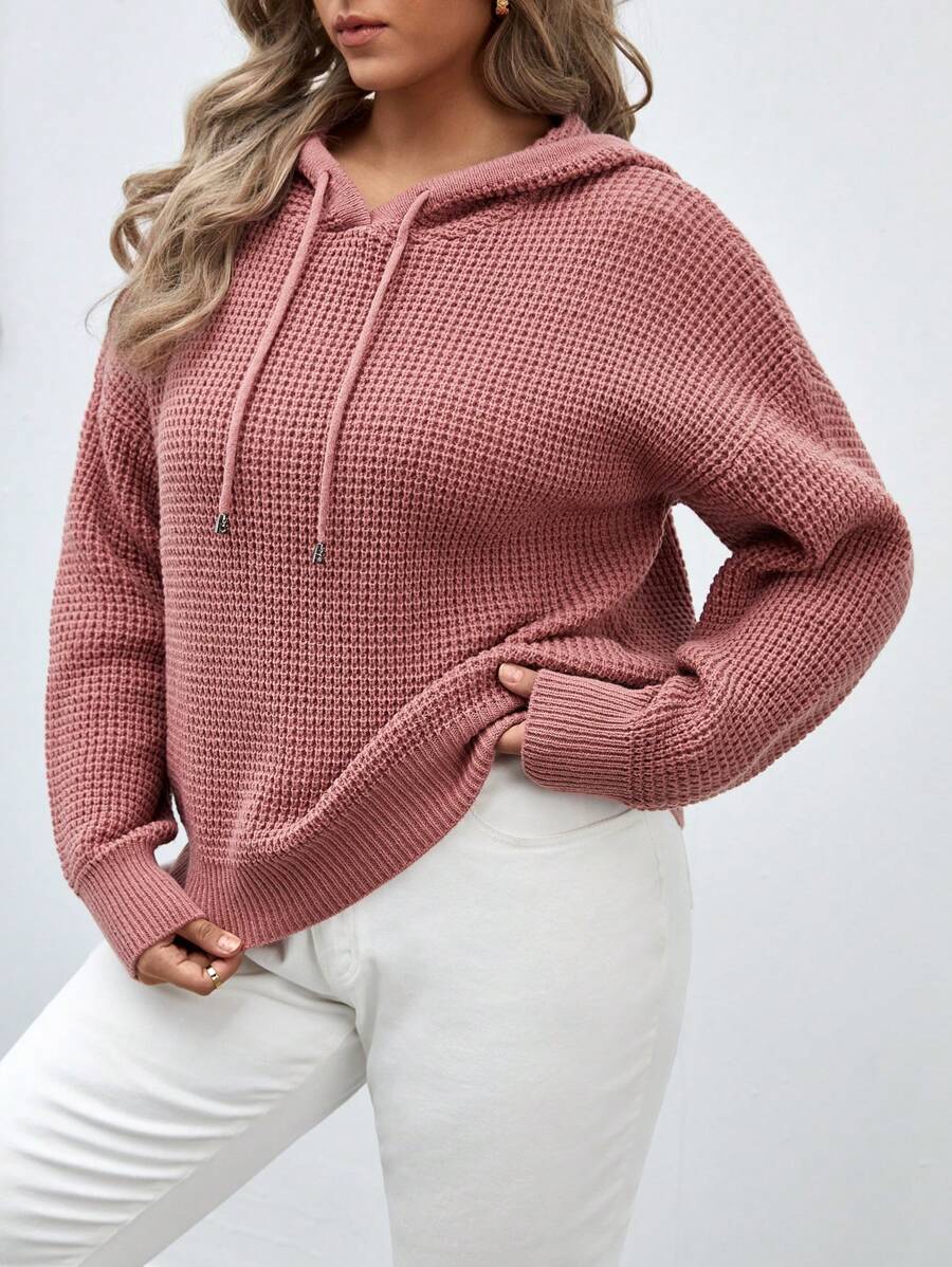 SHEIN Frenchy Plus Drop Shoulder Drawstring Hooded Sweater | SHEIN UK
