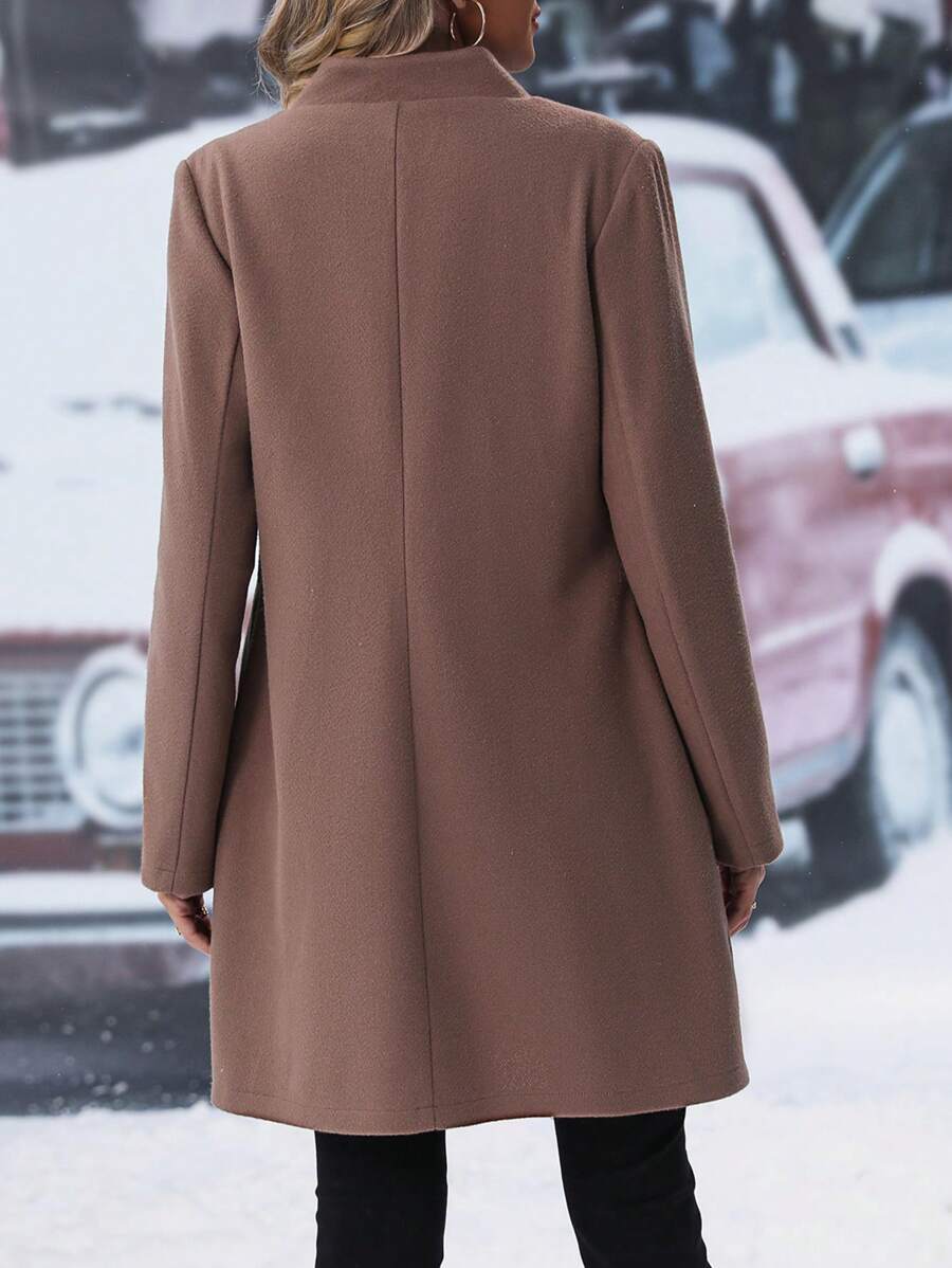 Lapel Neck Single Breasted Overcoat | SHEIN UK