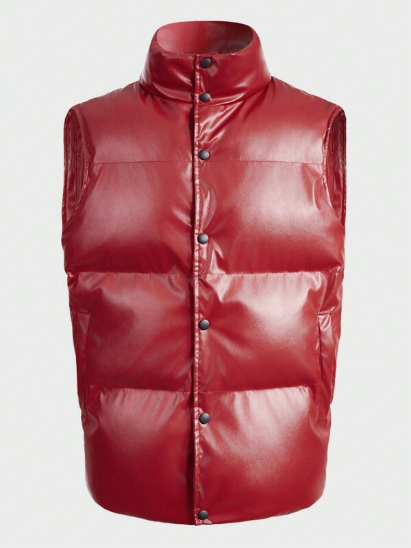 Manfinity Men Button Front Vest Puffer Coat | SHEIN USA