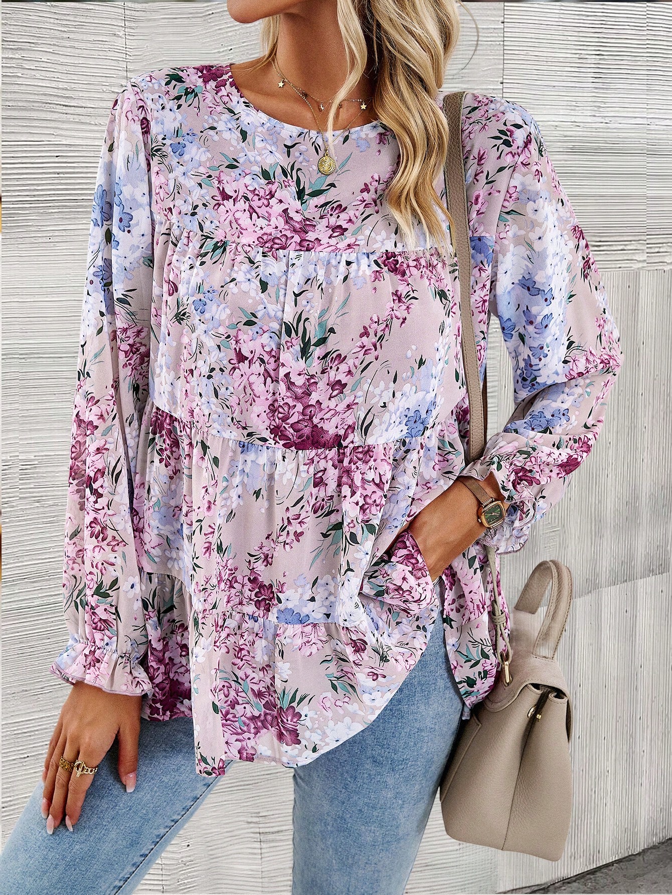 Floral Print Flare Sleeve Peplum Blouse Shein Usa