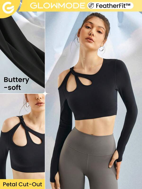 GLOWMODE FeatherFit™ Bold Routine Petal-Shaped Cut-Out Active Top With ...