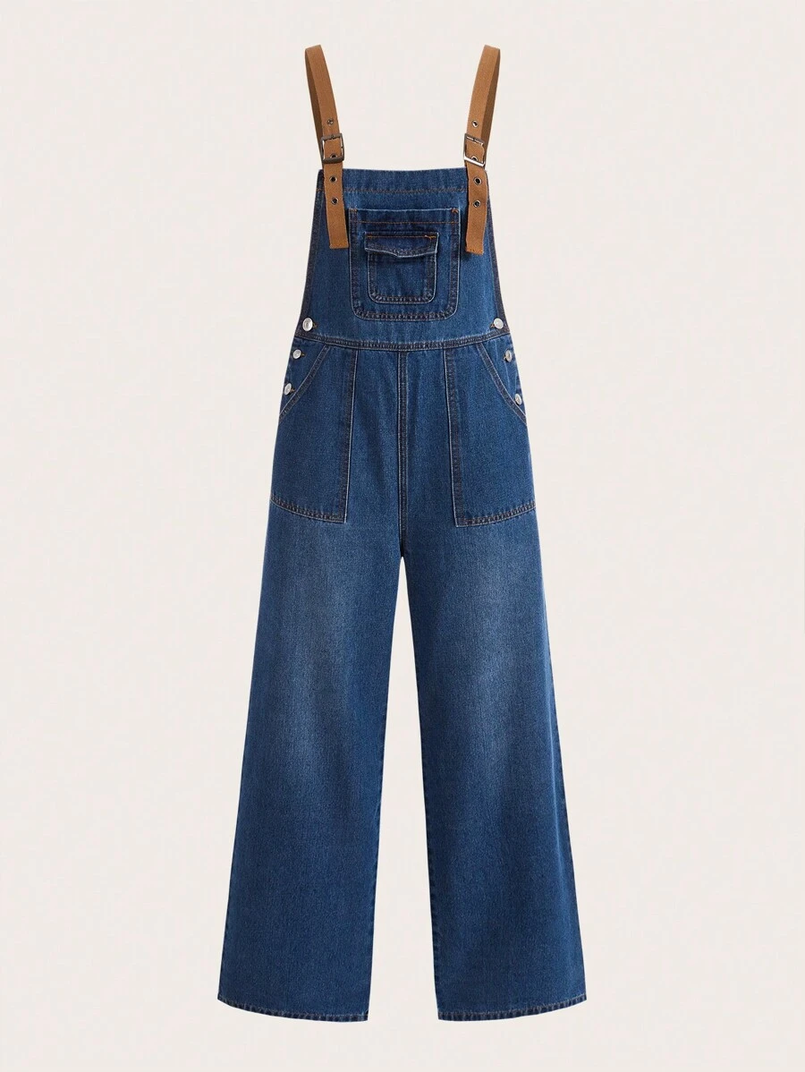 SHEIN MOD Flap Pocket Denim Overalls | SHEIN USA