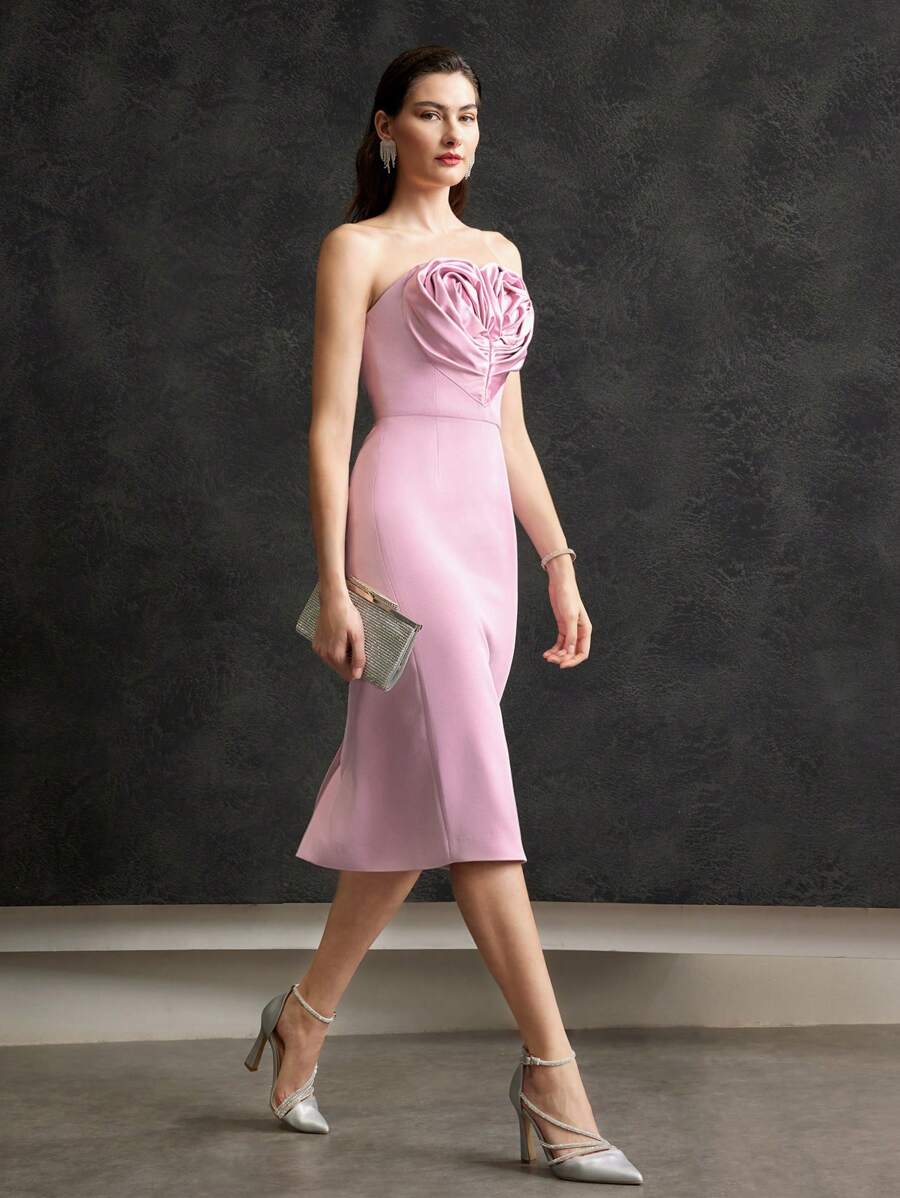 MOTF PREMIUM STRAPLESS RUCHED HEART DRESS | SHEIN USA