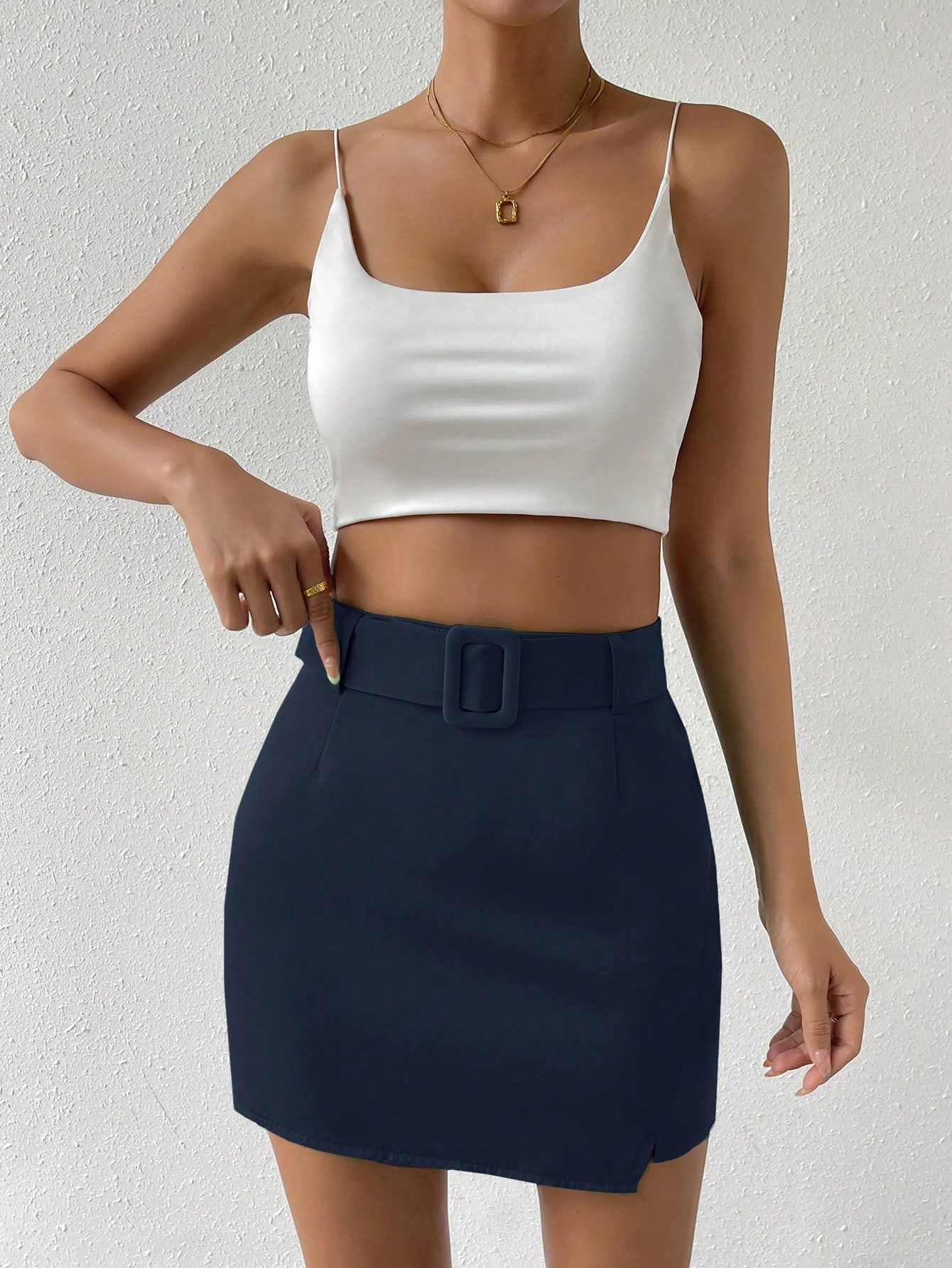 Shein Privé Figurbetonter Rock Mit Einfarbig Gürtel Aktuelle Trends