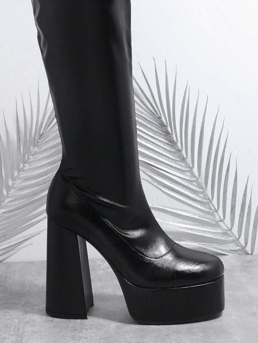Faux Leather Over-the-Knee Platform Boots | SHEIN USA