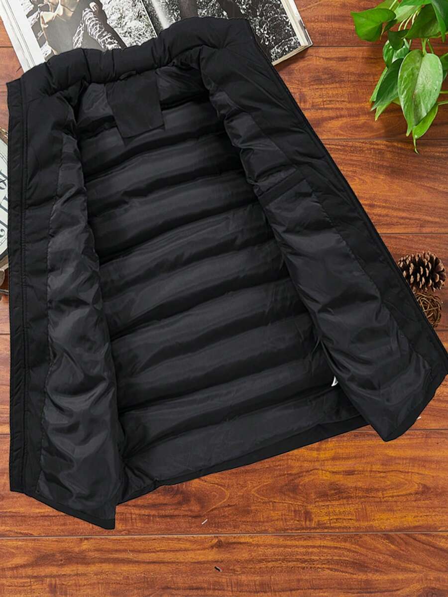 Manfinity Homme Men's Loose Fit Puffer Vest Coat With Zipper Closure ...