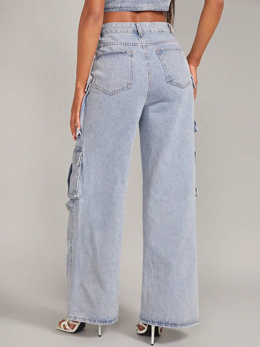 Flap Pocket Cargo Jeans | SHEIN USA