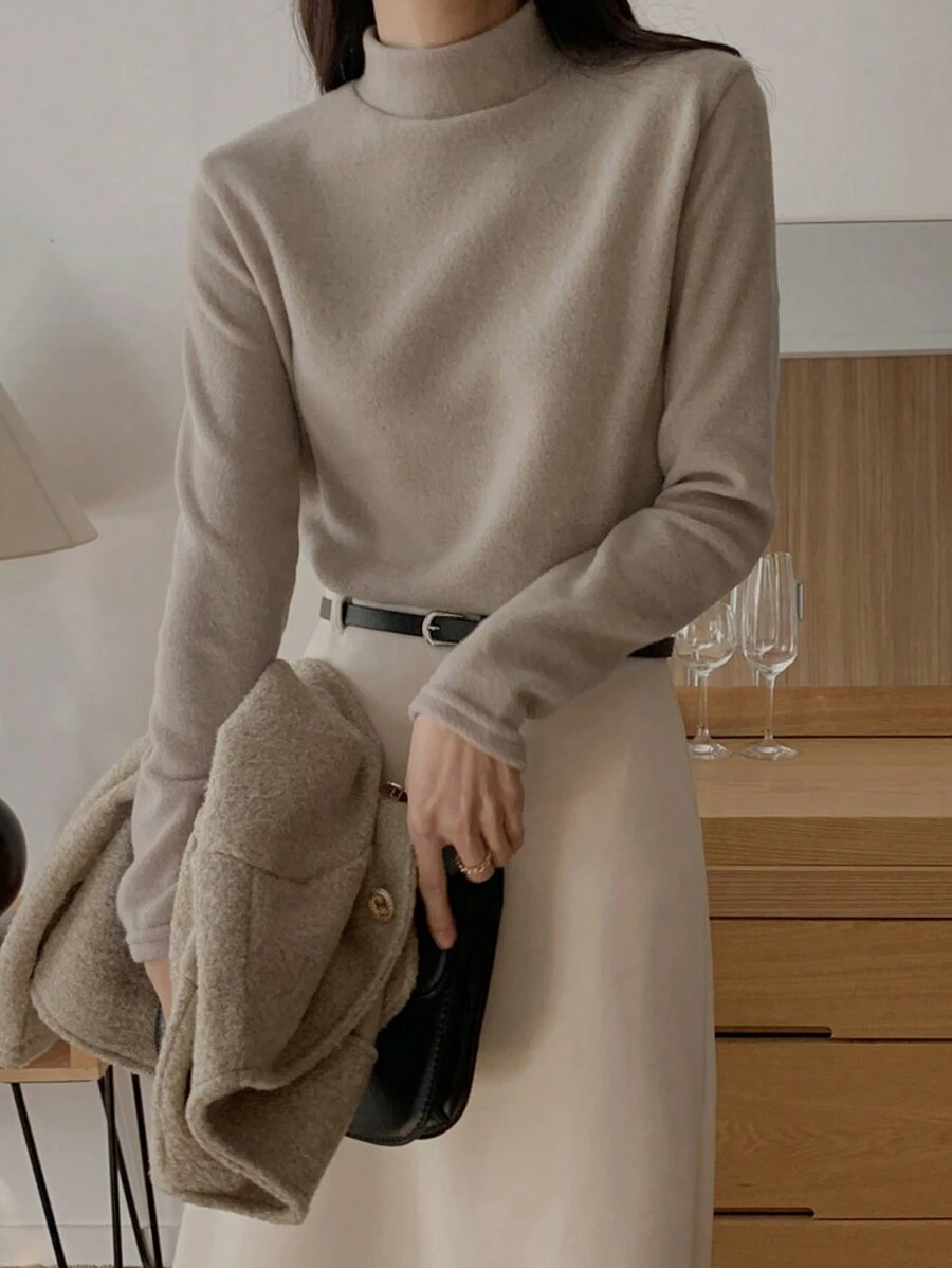 DAZY Solid Mock Neck Tee | SHEIN EUR