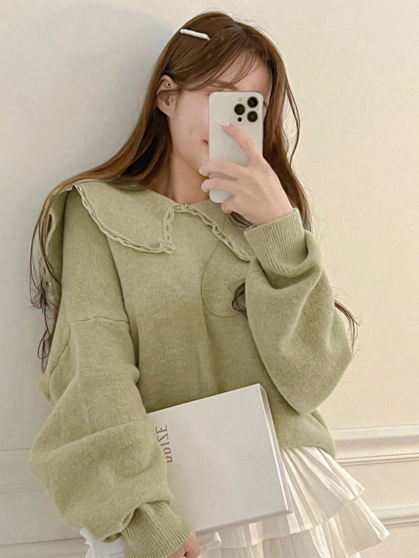 Dazy Solid Statement Collar Drop Shoulder Oversized Sweater Shein Usa