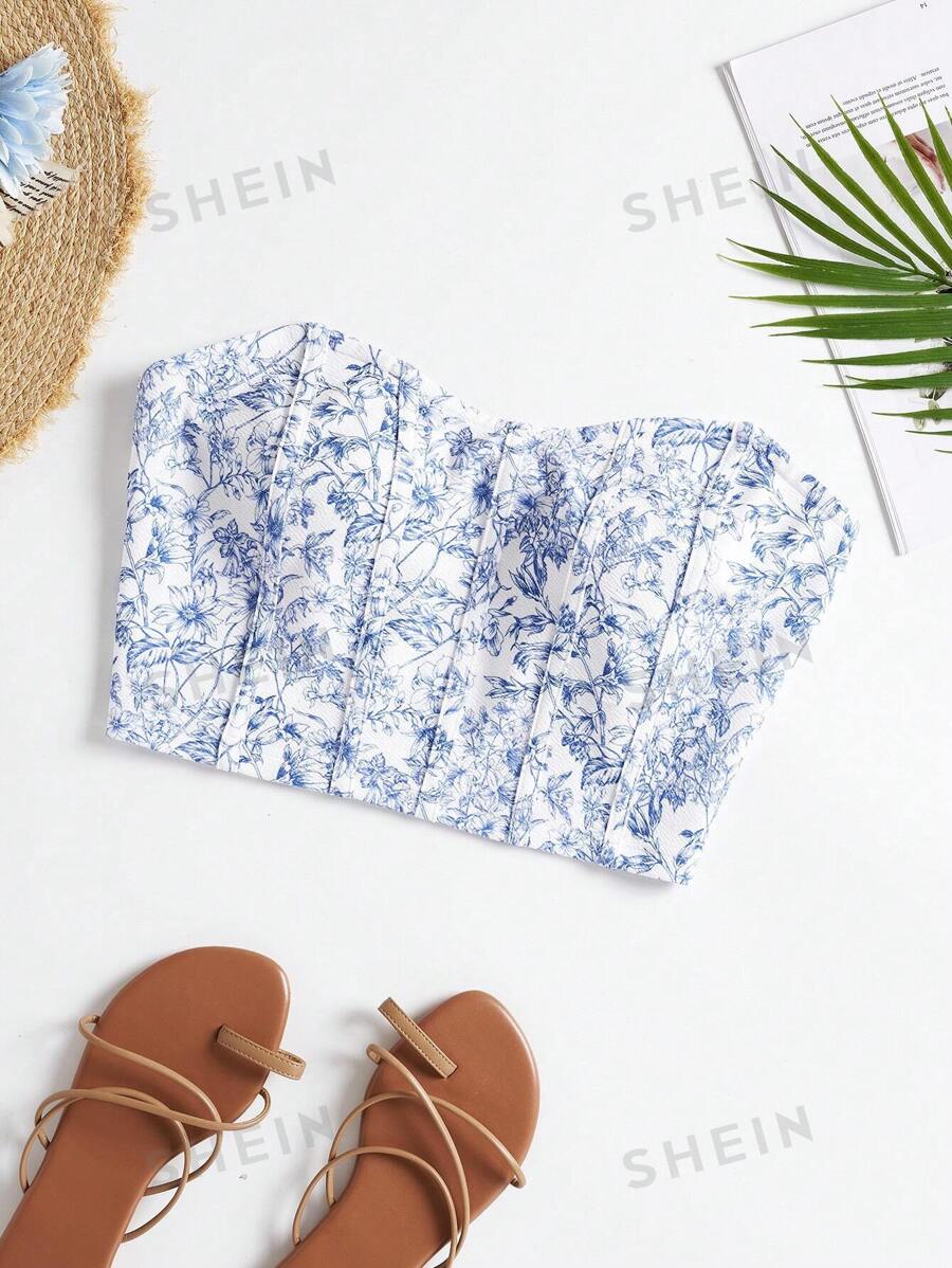 SHEIN WYWH Ditsy Floral Print Tube Top | SHEIN UK