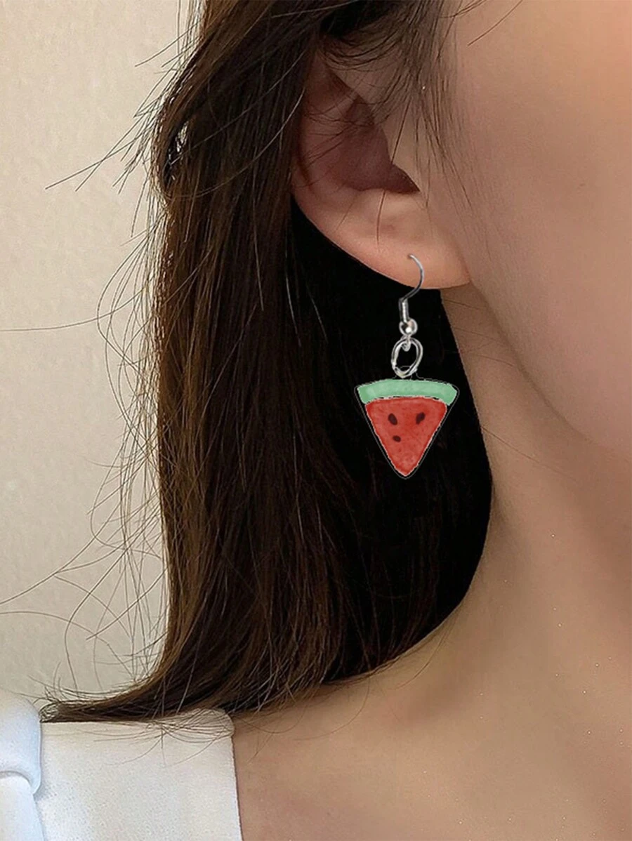 XY Watermelon Slice Shaped Dangle Earrings | SHEIN USA