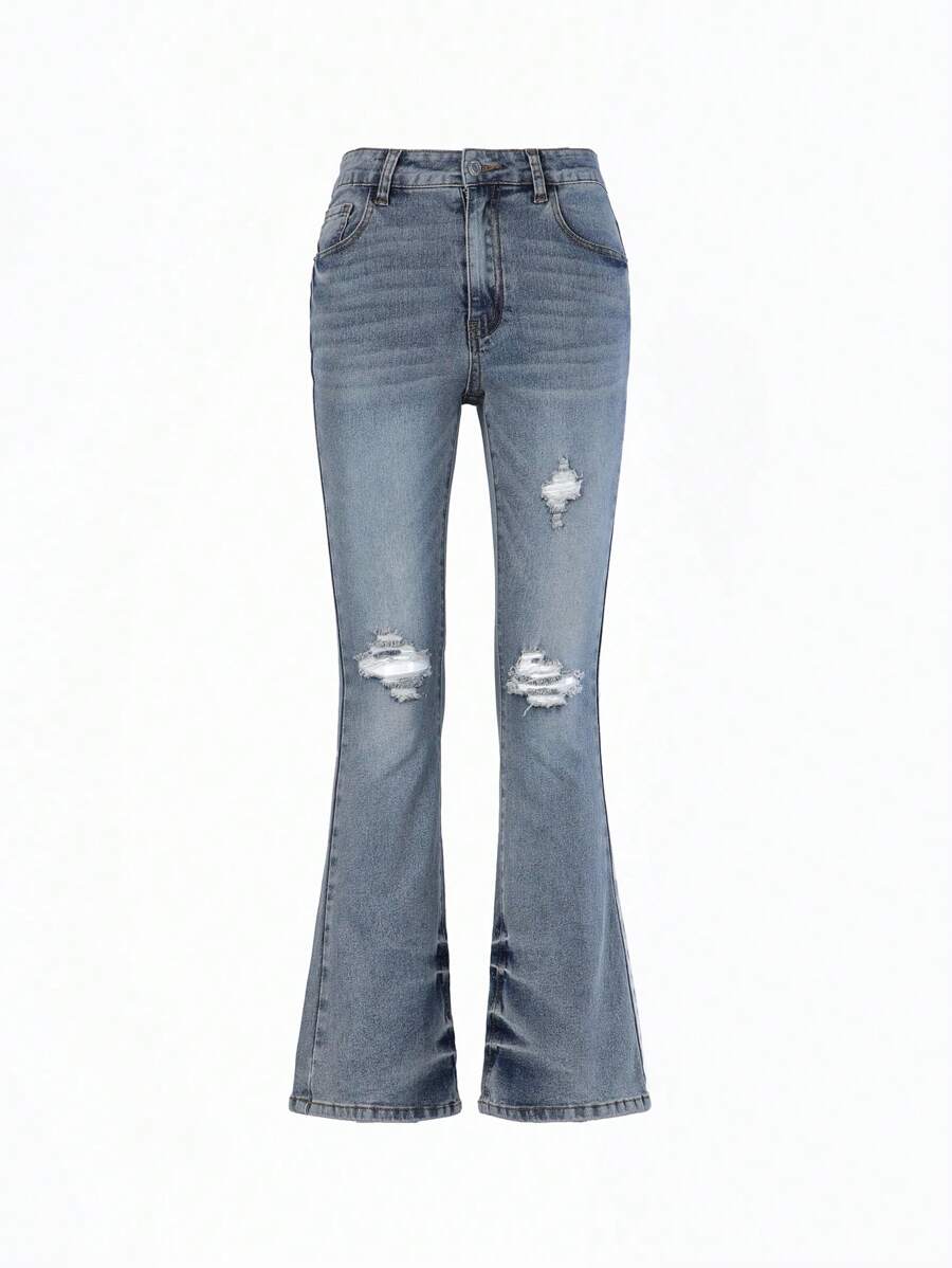 Teen Girl Ripped Flare Leg Jeans | SHEIN USA
