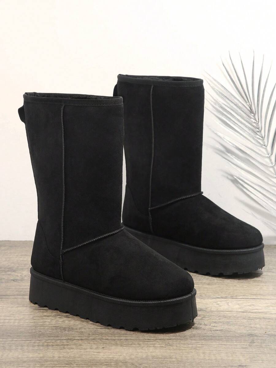 SHUZIA Women Shoes Slip-On Fluffy Lining Round Toe Flatform Winter Boot ...