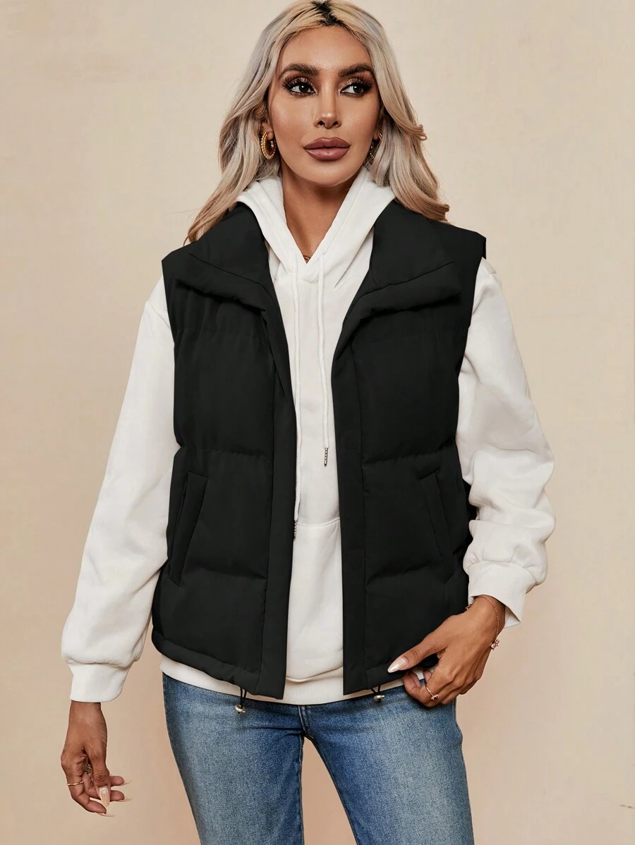 SHEIN LUNE Zip Up Puffer Vest Coat | SHEIN USA