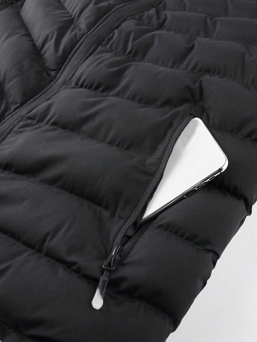 Manfinity Homme Men's Loose Fit Puffer Vest Coat With Zipper Closure ...