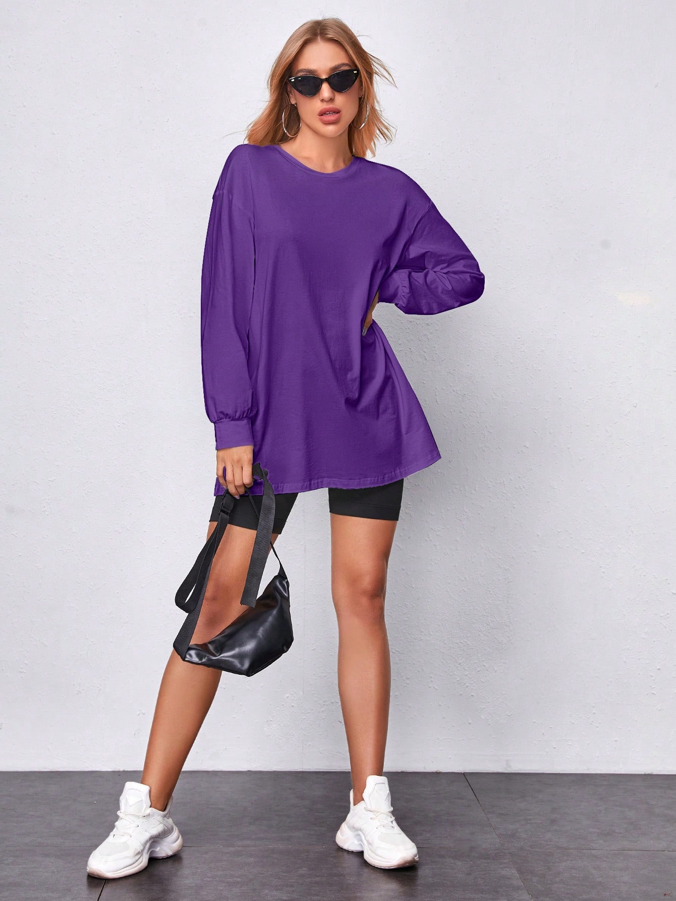 Shein Basics Solid Drop Shoulder Oversized Tee Shein Uk