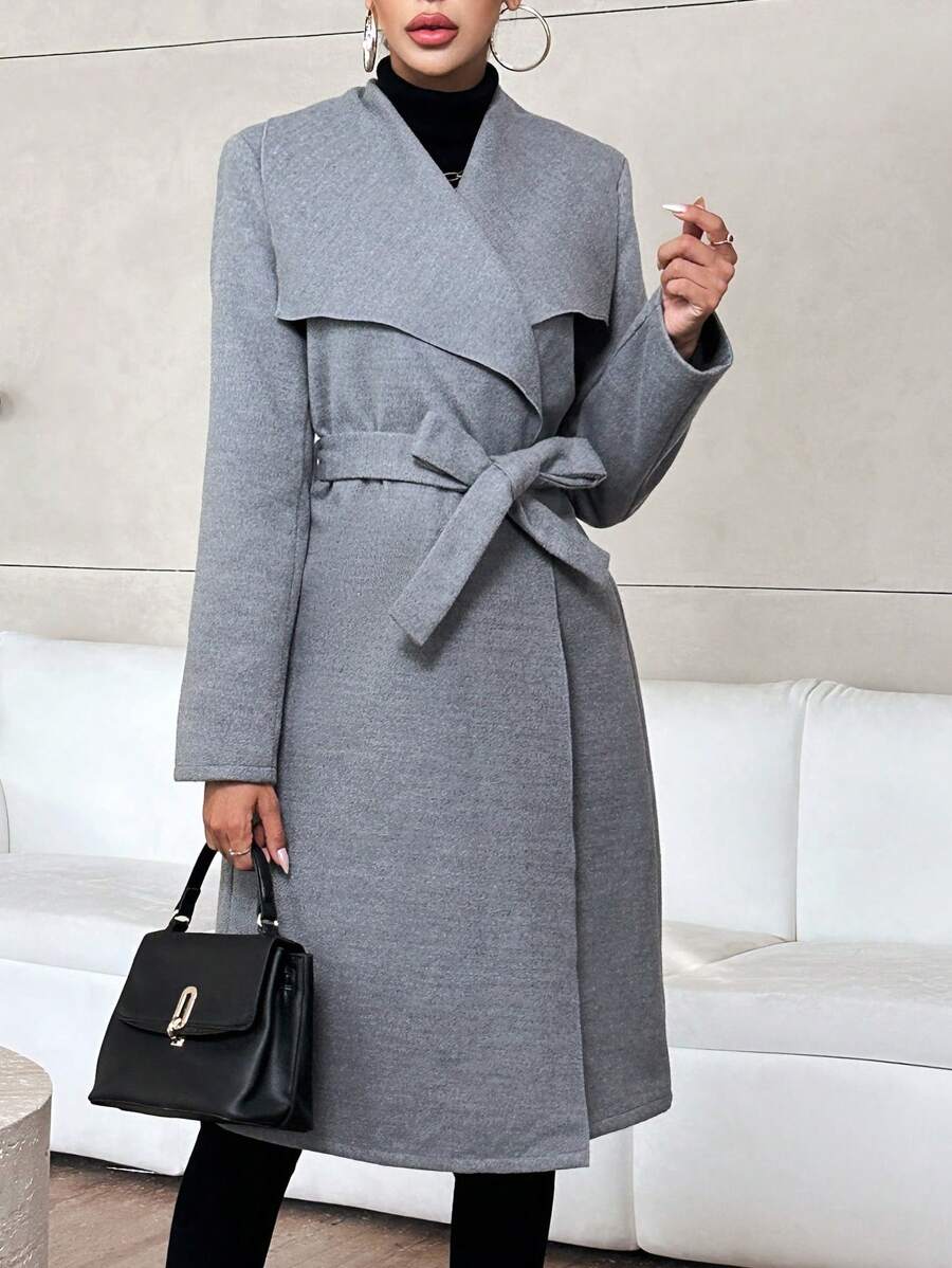 Shein Privé Waterfall Collar Open Front Overcoat Shein Usa