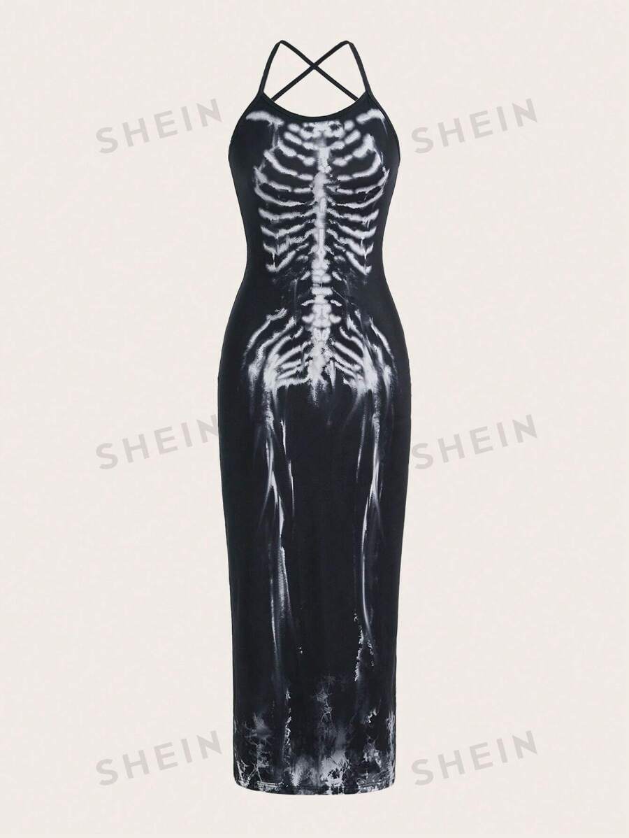 SHEIN ICON Plus Size Summer Slim Fit Figure Graphic Skeletons And ...