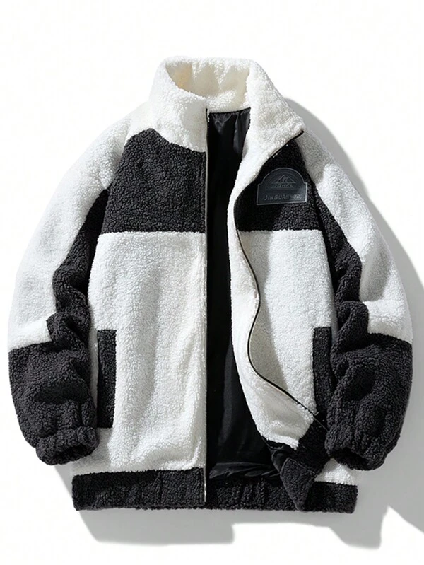 Men Two Tone Zip Up Teddy Jacket | SHEIN USA