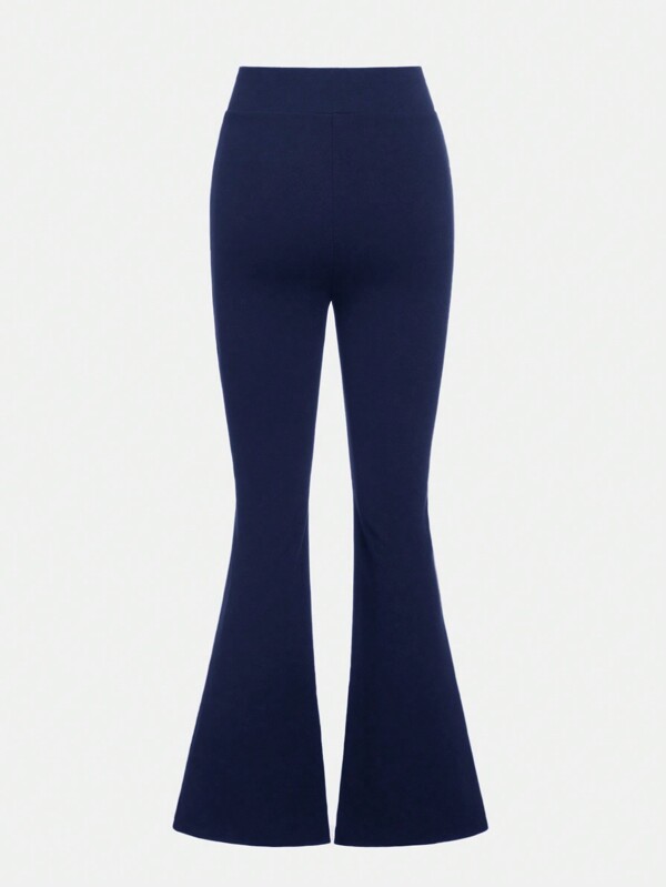 SHEIN High Waisted Flared Pants With Front Seam And V Shape Waist ...