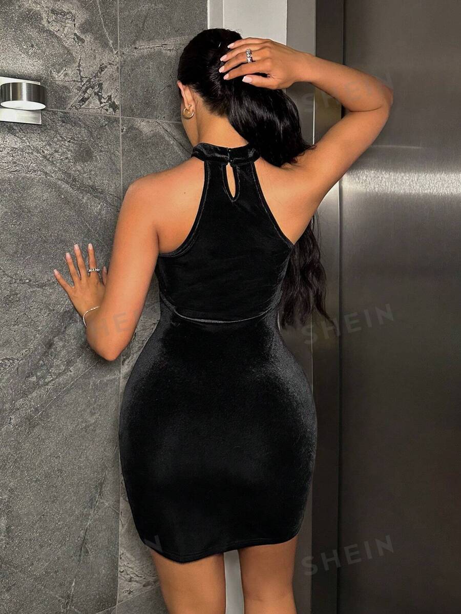 SHEIN SXY Robe Moulante À Strass Avec Tulle Ras-Du-Cou | Mode en ligne ...