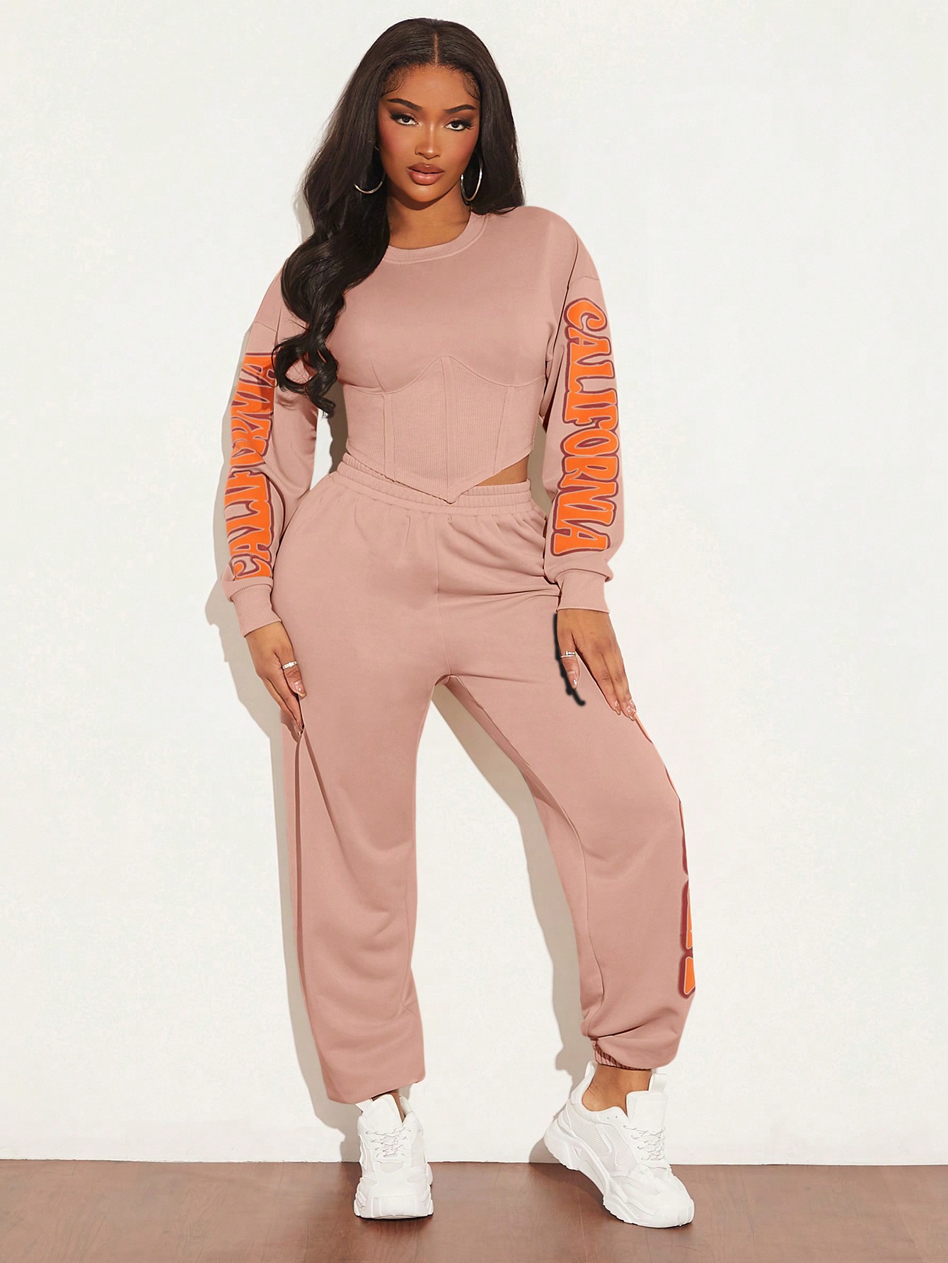 Shein Sxy Letter Graphic Drop Shoulder Asymmetrical Hem Crop Sweatshirt