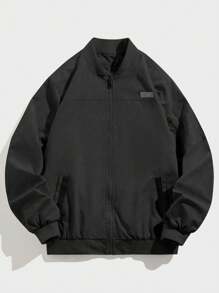 Manfinity Hypemode Men Letter Patched Detail Zipper Bomber Jacket ...