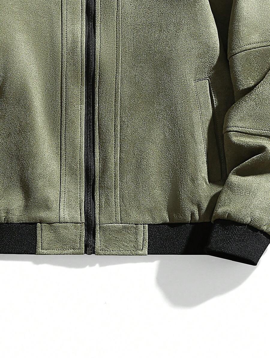 Manfinity Homme Loose Fit Men's Suedette Jacket With Slant Pockets ...