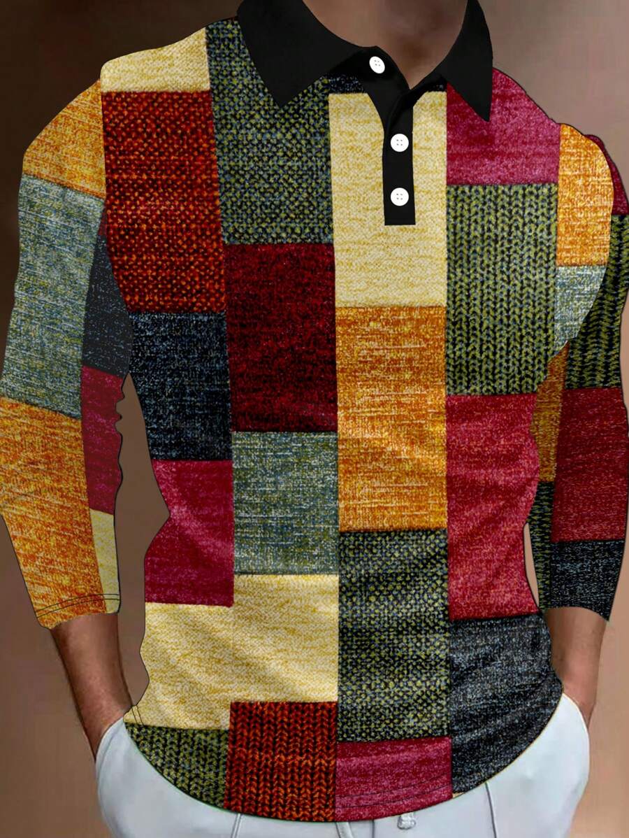 Manfinity LEGND Men Patchwork Print Polo Shirt | SHEIN USA