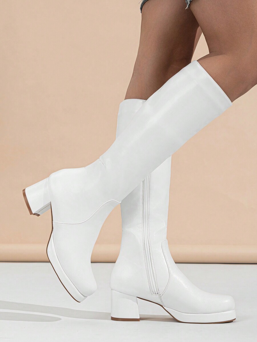 Botas De Moda Redondas Con Punta Para Mujer, Botas De Caña Media Para ...