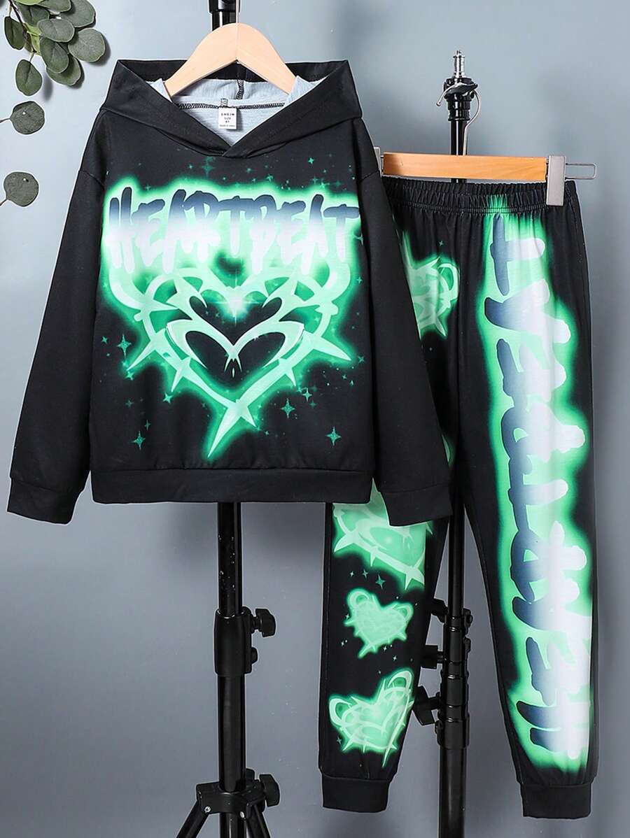 SHEIN Chica preadolescente Pantalones deportivos con capucha ...