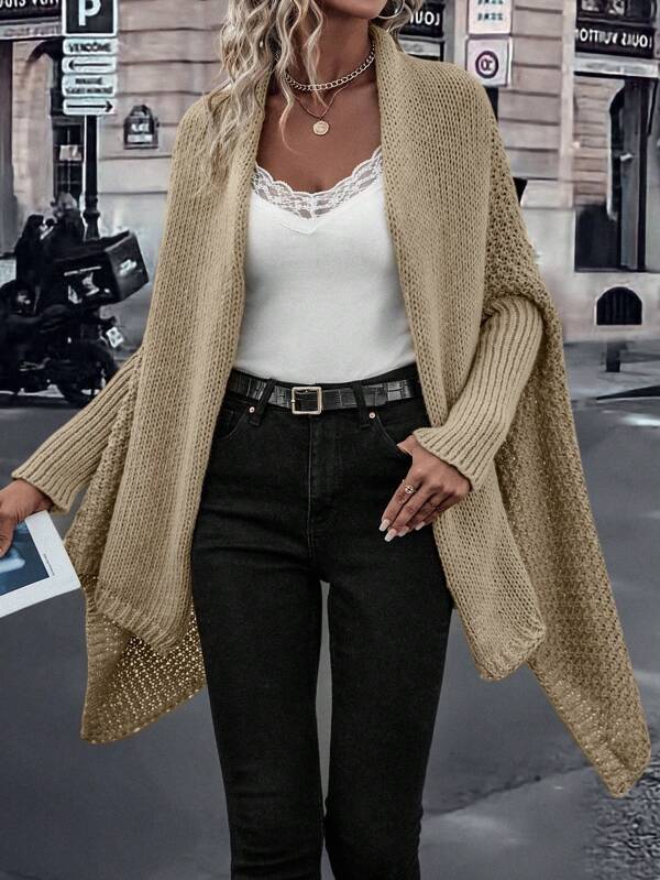 Batwing Sleeve Open Front Cardigan | SHEIN USA