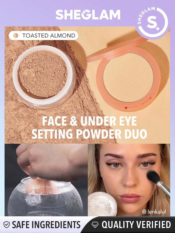SHEGLAM Insta-Ready Face & Under Eye Setting Powder Duo-TOASTED ALMOND ...