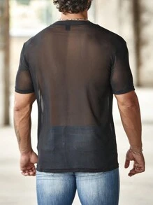 Manfinity LEGND Men Solid Sheer Mesh Tee | SHEIN USA