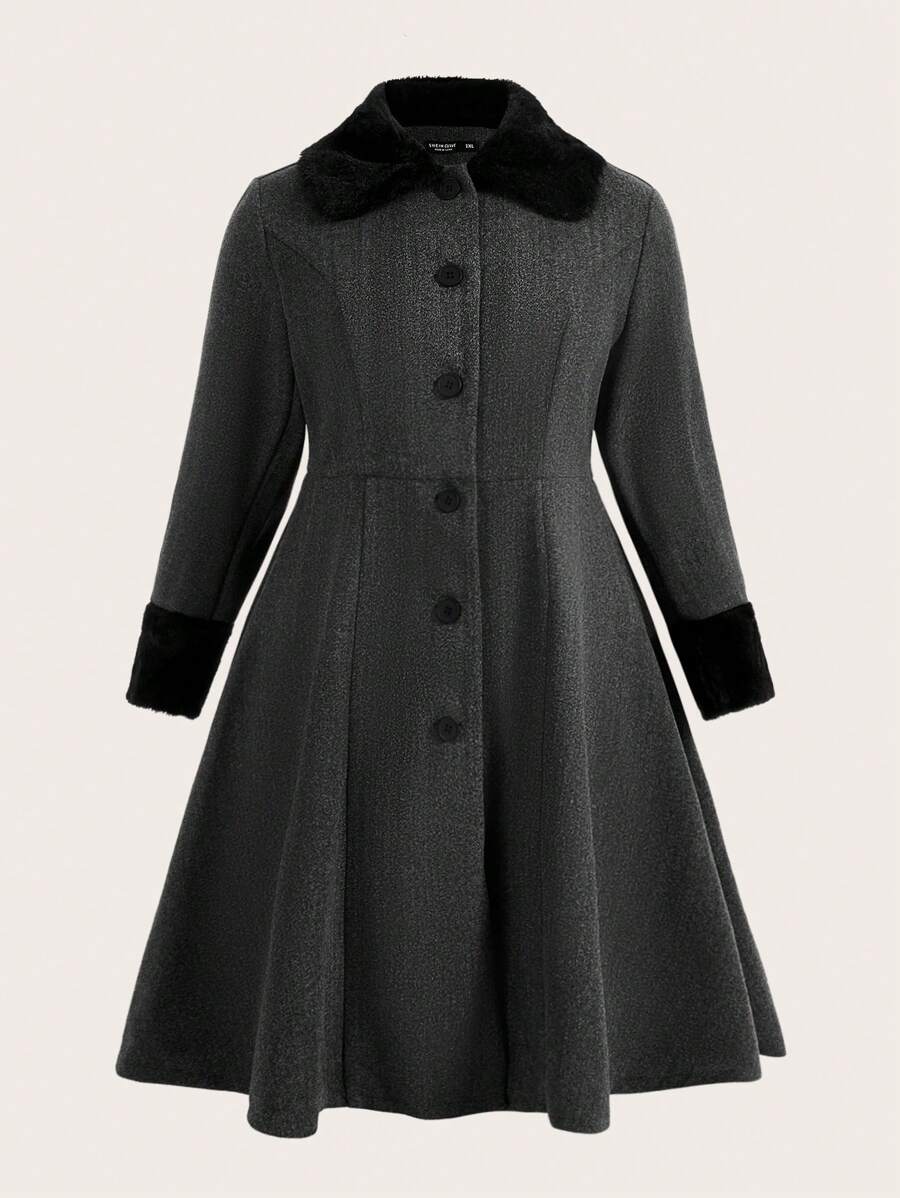 SHEIN Clasi Große Größe Mantel mit Borg Kragen, | aktuelle Trends ...