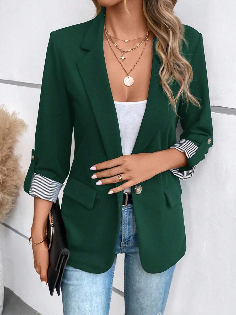 Shein Lune Roll Tab Sleeve Blazer Shein Usa