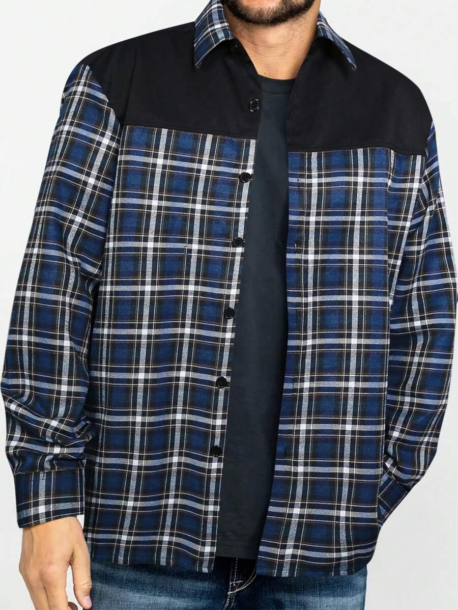 Manfinity Homme Loose Fit Men's Plaid Printed Shacket | SHEIN USA