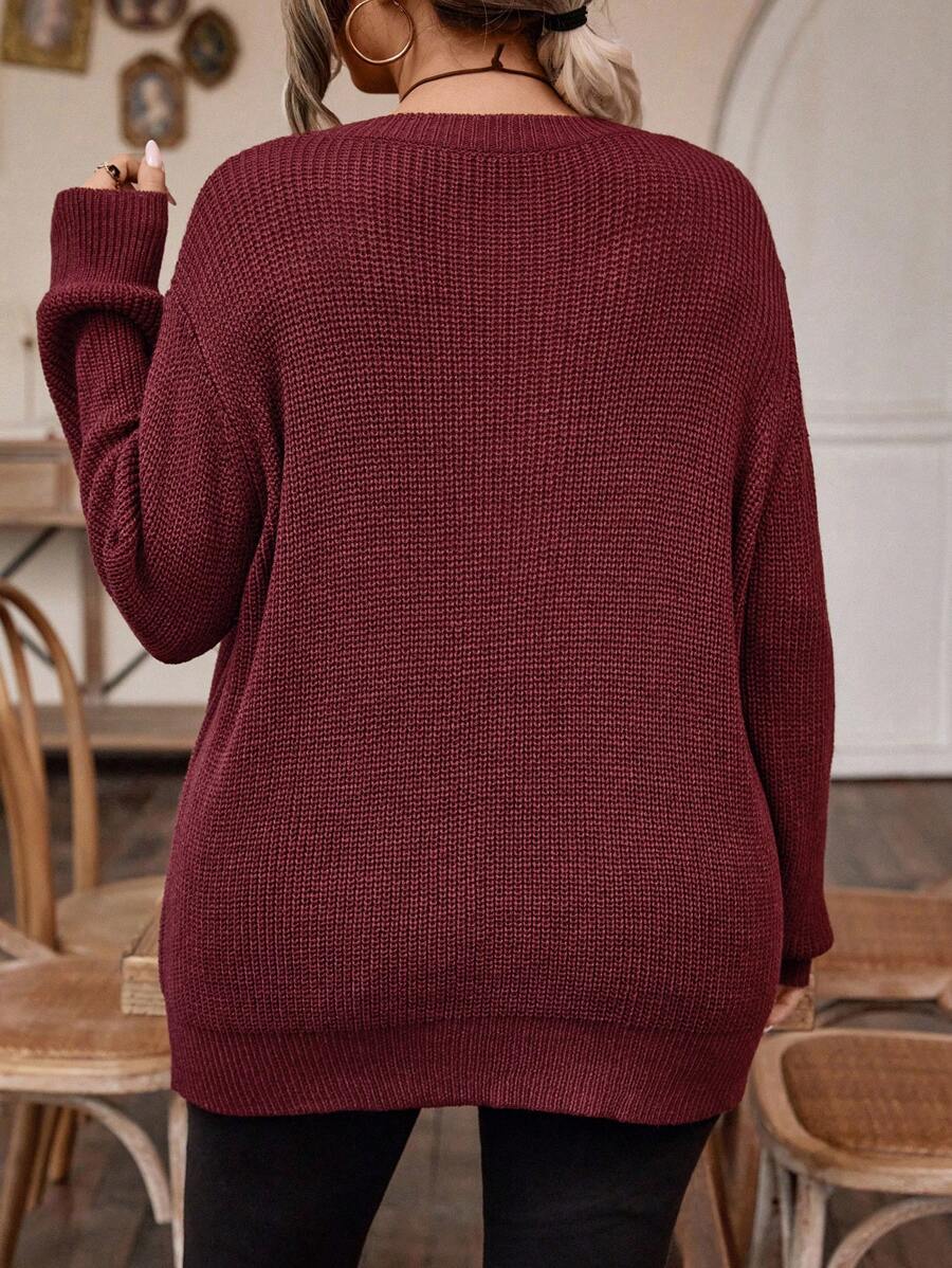 SHEIN LUNE Plus Solid Drop Shoulder Sweater | SHEIN USA