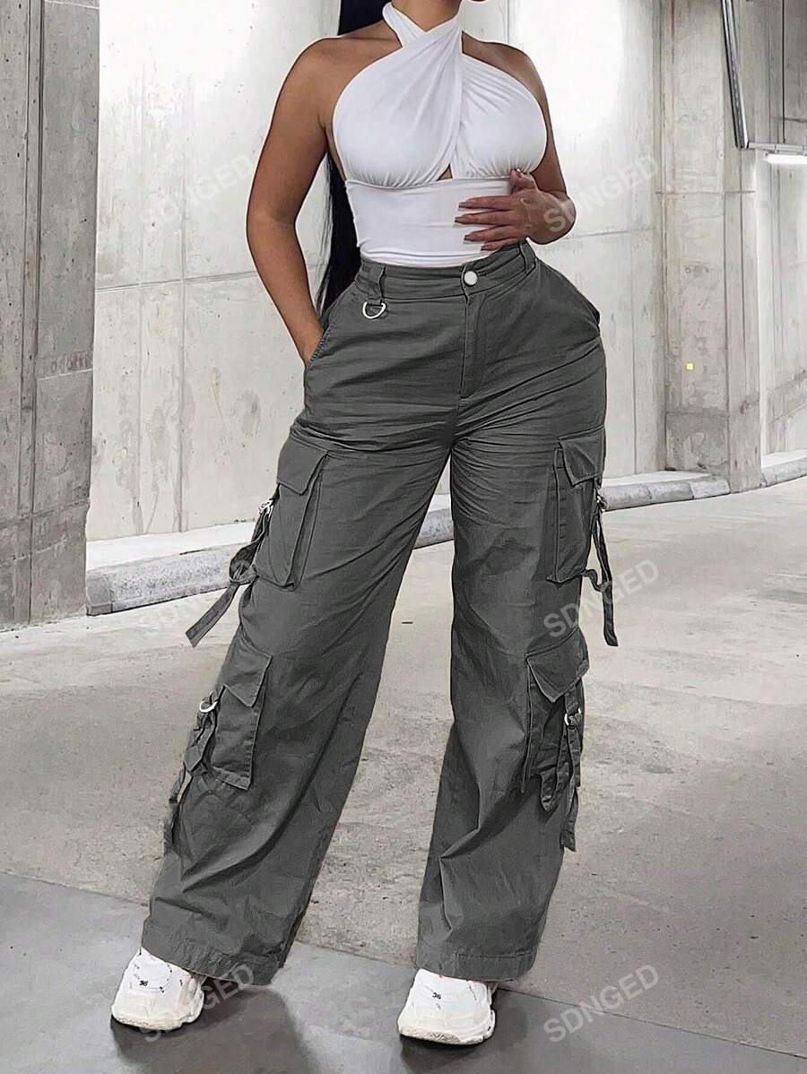 Flap Pocket Side Cargo Pants | SHEIN USA