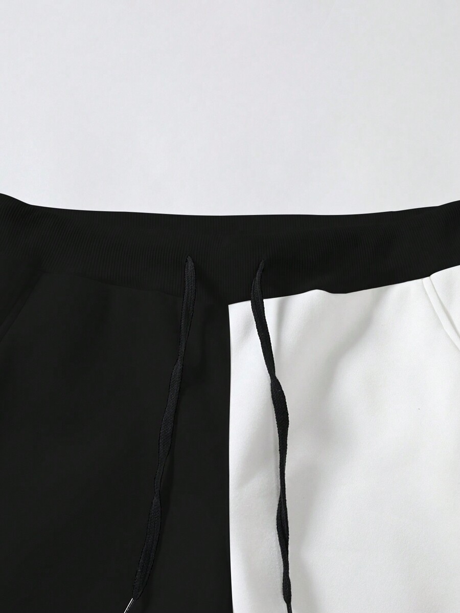 Manfinity EMRG Men Cartoon Letter Graphic Two Tone Drawstring Waist ...