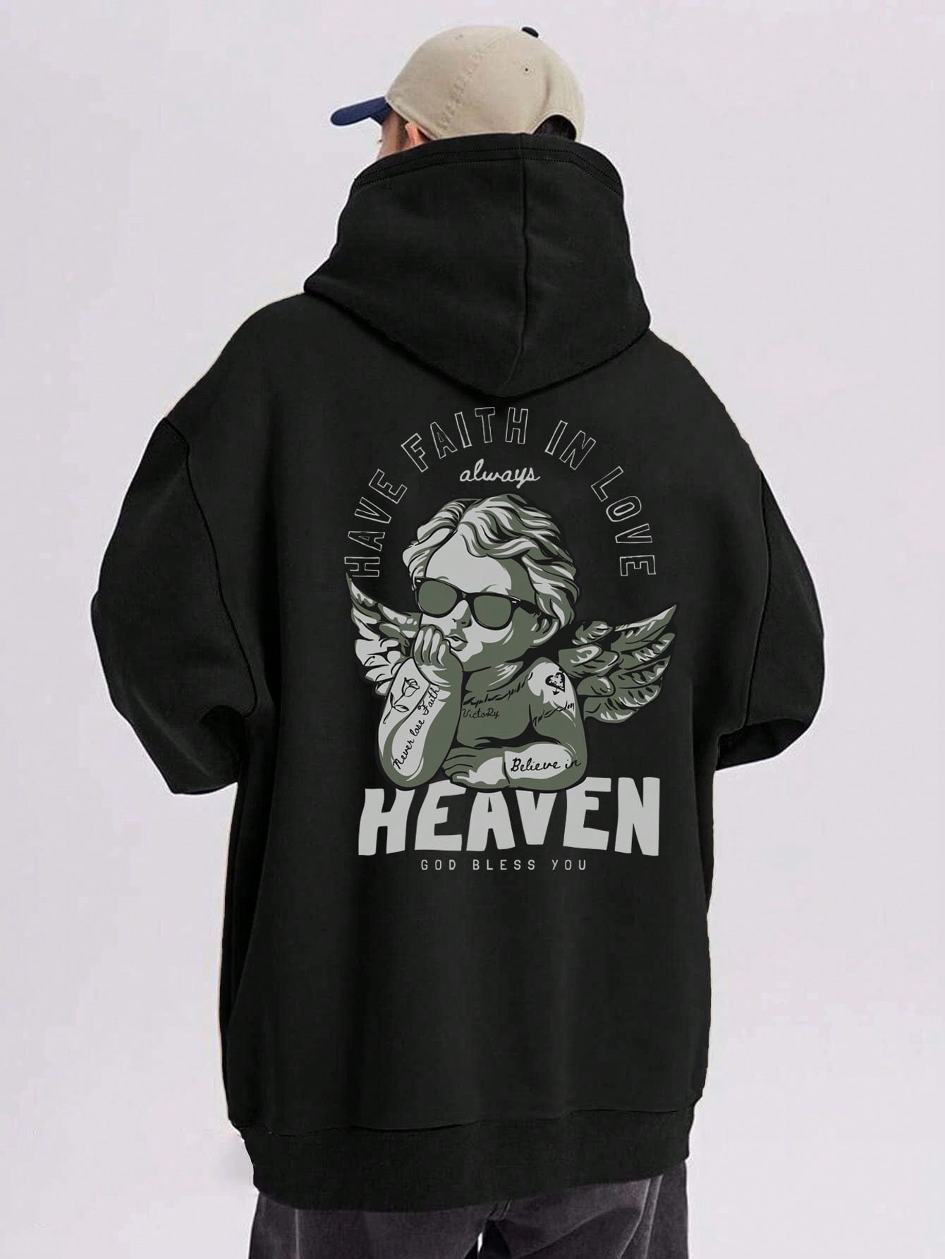 Manfinity Hypemode Men Plus Slogan & Figure Graphic Drop Shoulder Hoodie | SHEIN USA