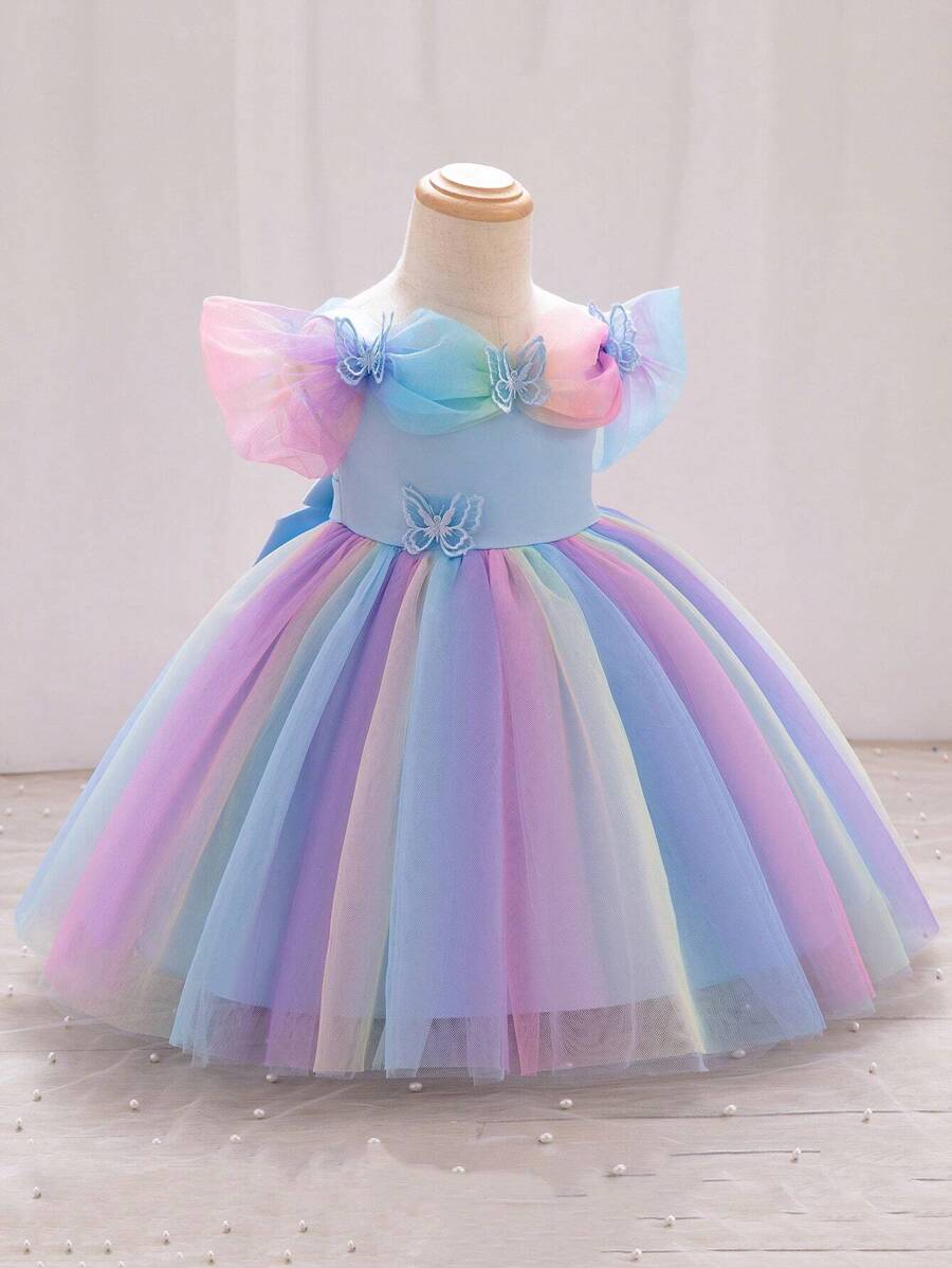 SHEIN Glamorique Kids Baby Girls' Colorful Rainbow Strap Elegant Party ...