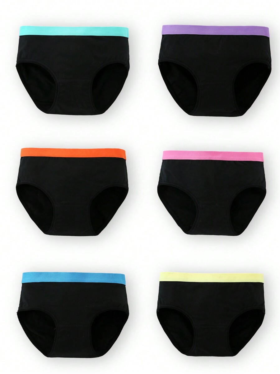Tween Girl 6pcs Colorblock Tape Detail Brief | SHEIN USA