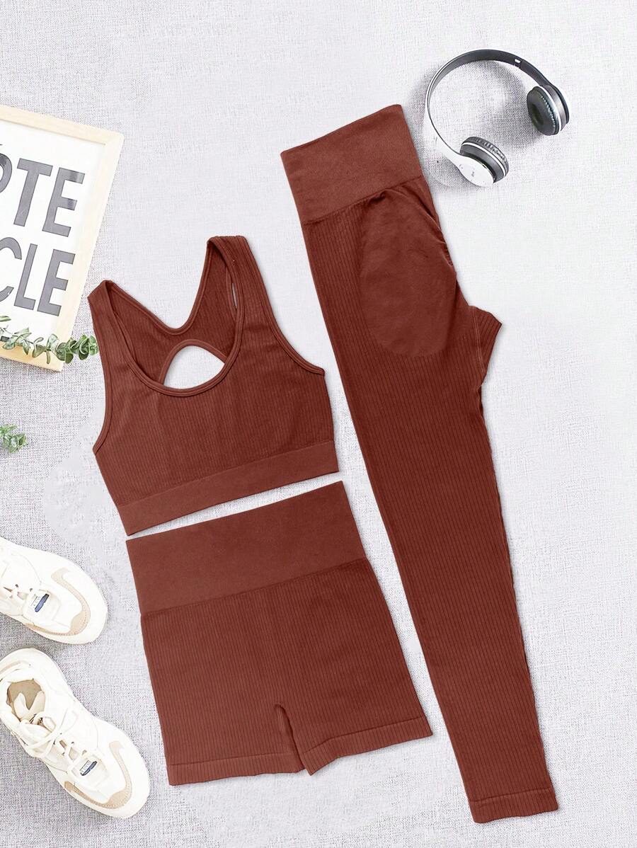 SHEIN Sport Studio Conjunto deportivo inconsútil con estiramiento alto ...