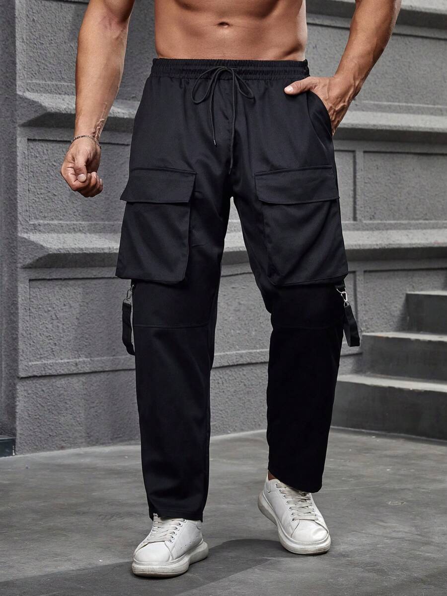 Manfinity LEGND Men Plus Loose Flap Pocket Buckle Detail Drawstring ...