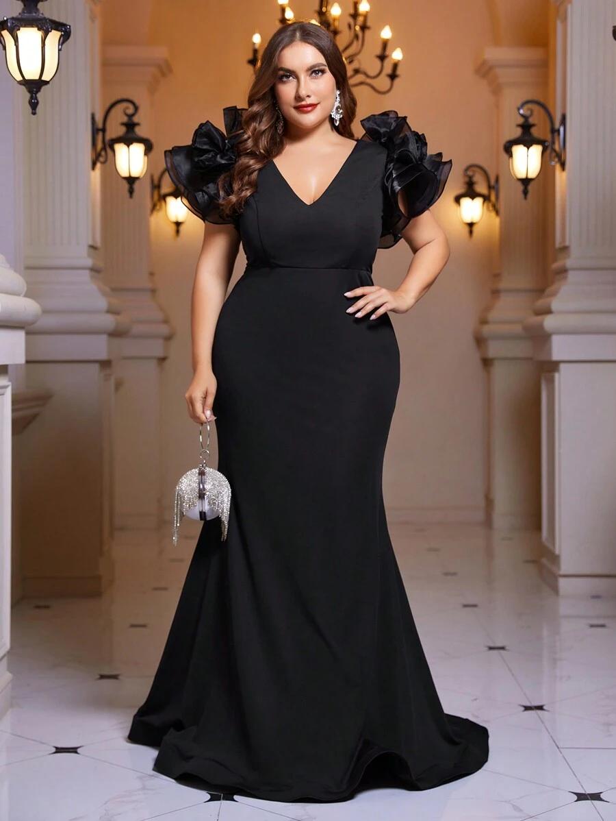 SHEIN Belle Plus Ruffle Trim Mermaid Hem Formal Dress | SHEIN USA