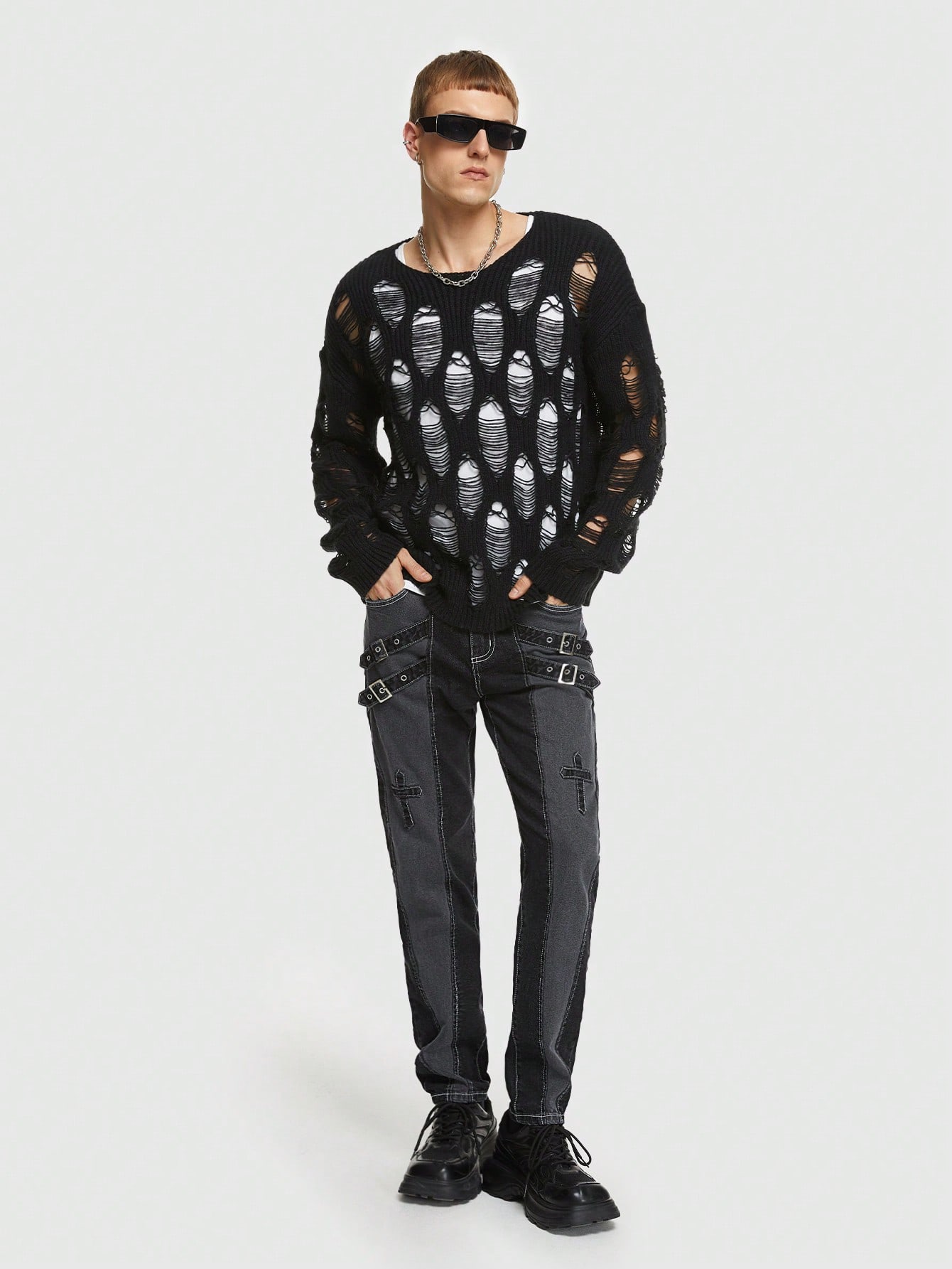 ROMWE Avant Guys Cross Patched Colorblock Jeans for Sale Australia| New ...