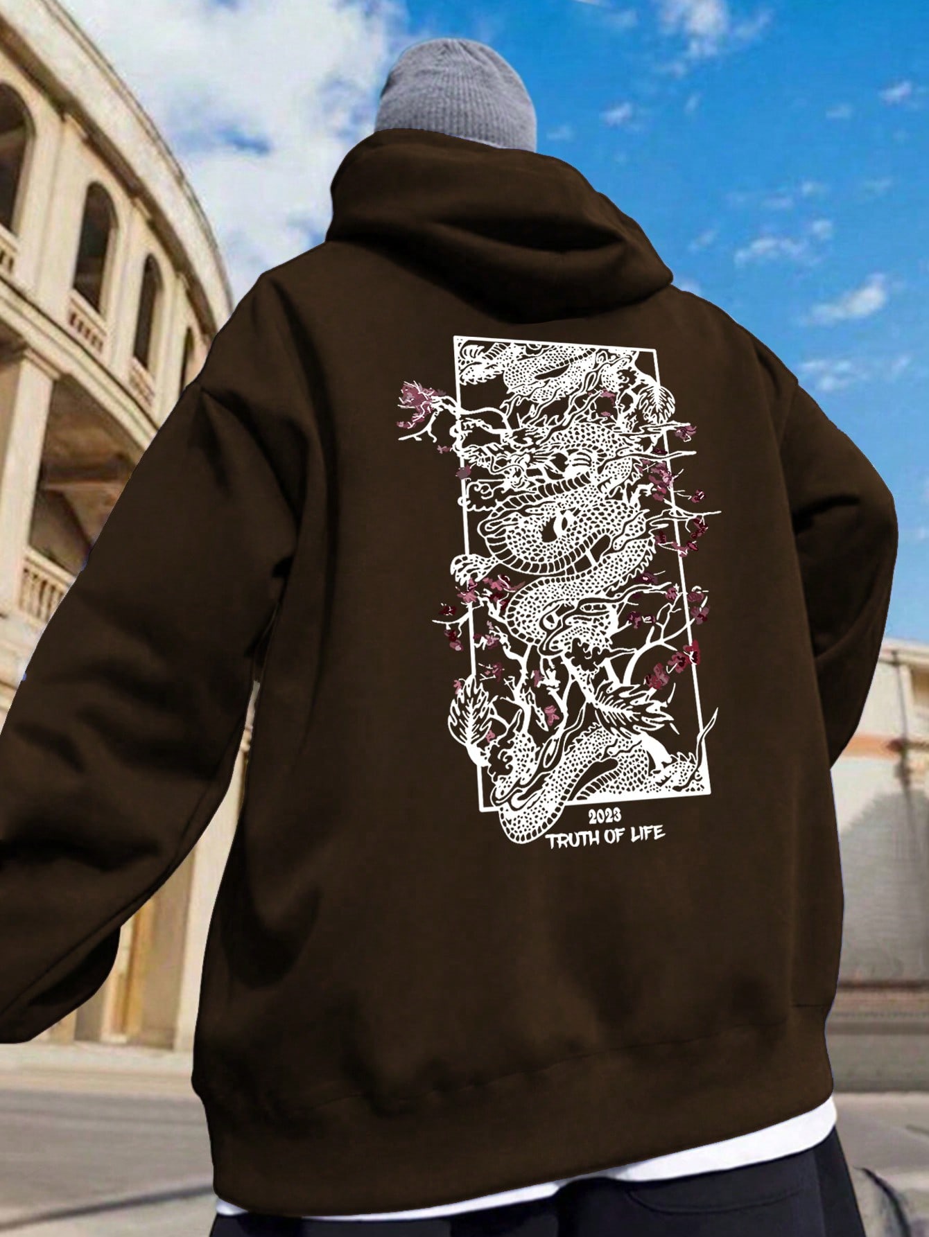Manfinity EMRG Men Japanese Letter & Dragon Graphic Drawstring Hoodie | SHEIN USA