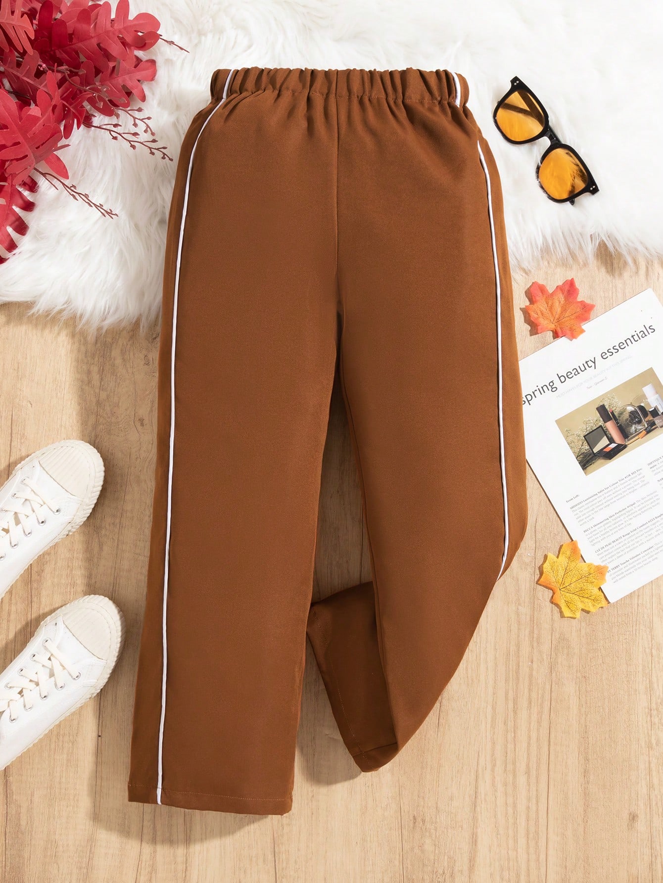 Tween Girl Contrast Piping Straight Leg Pants | SHEIN EUQS