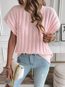 SHEIN LUNE Solid Batwing Sleeve Sweater Vest | SHEIN USA